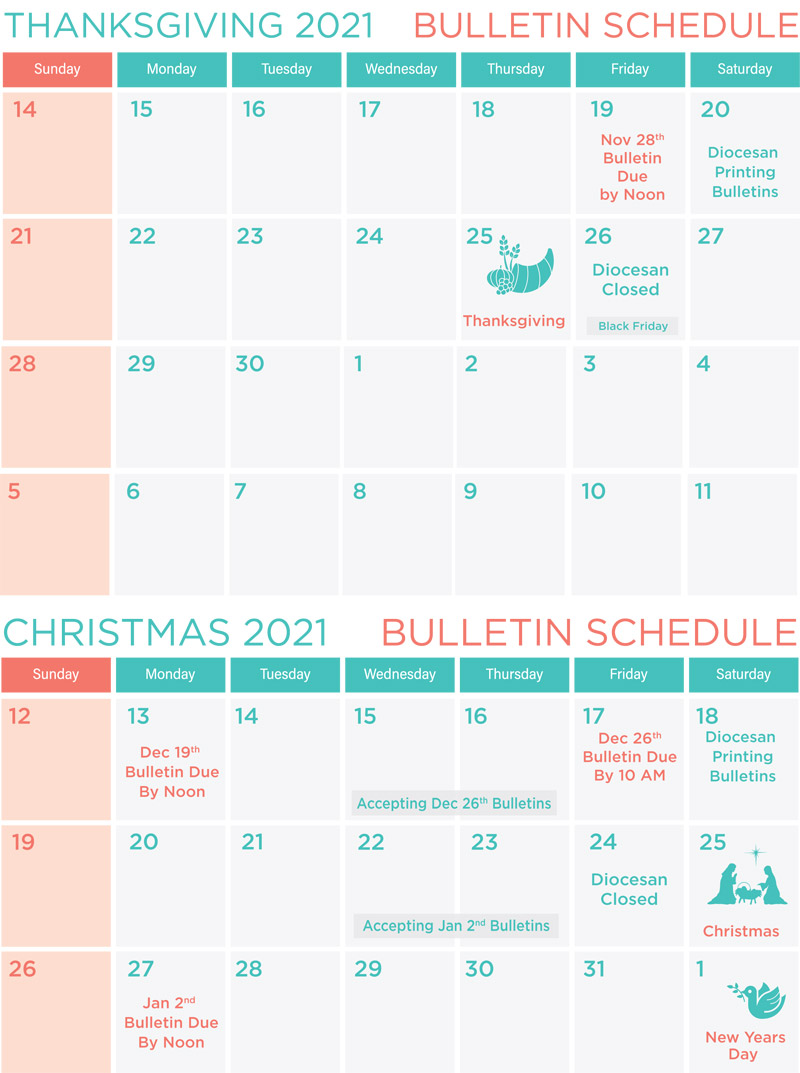 2021 Thanksgiving & Christmas Schedule | Diocesan
