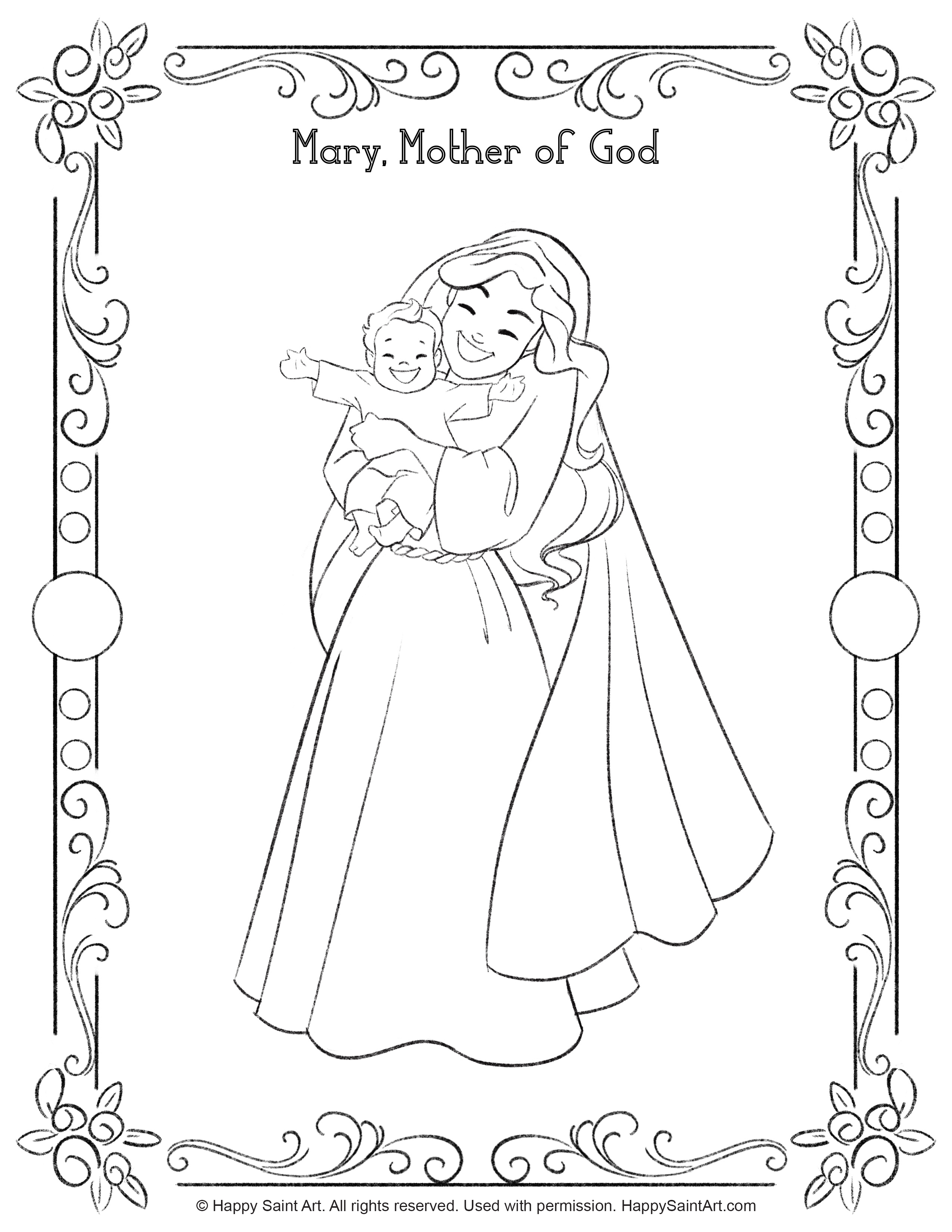 coloring pages of mother mary