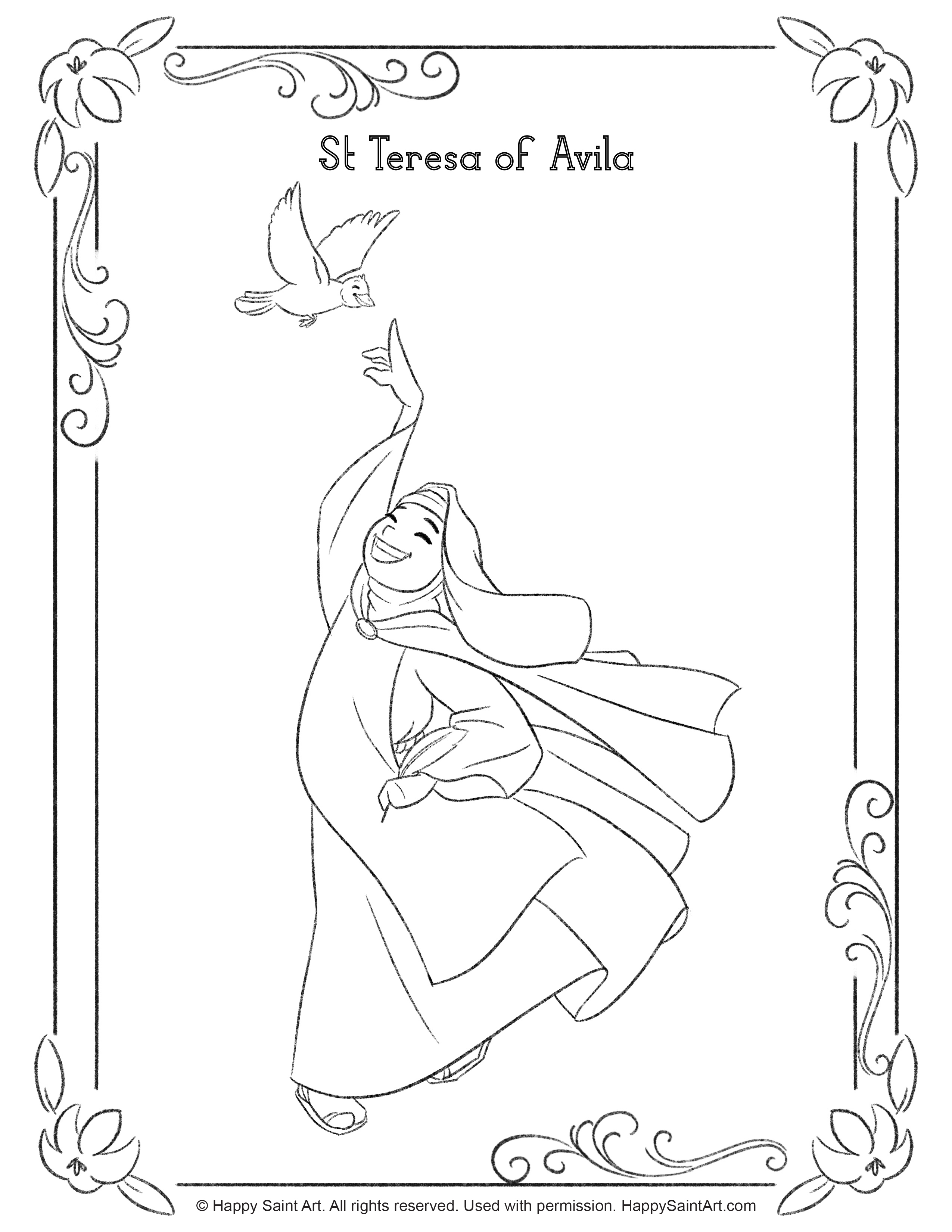 coloring page mother teresa