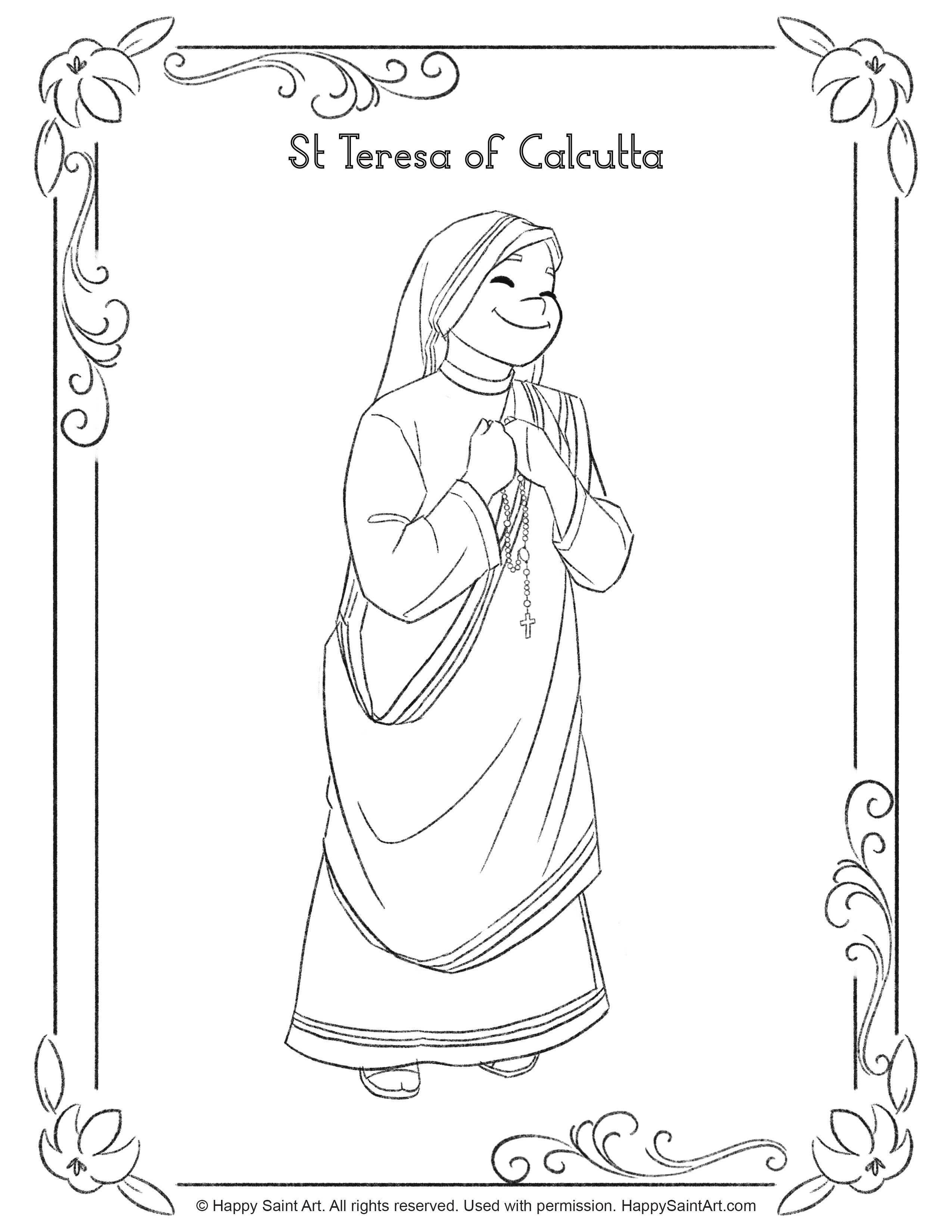 coloring page mother teresa