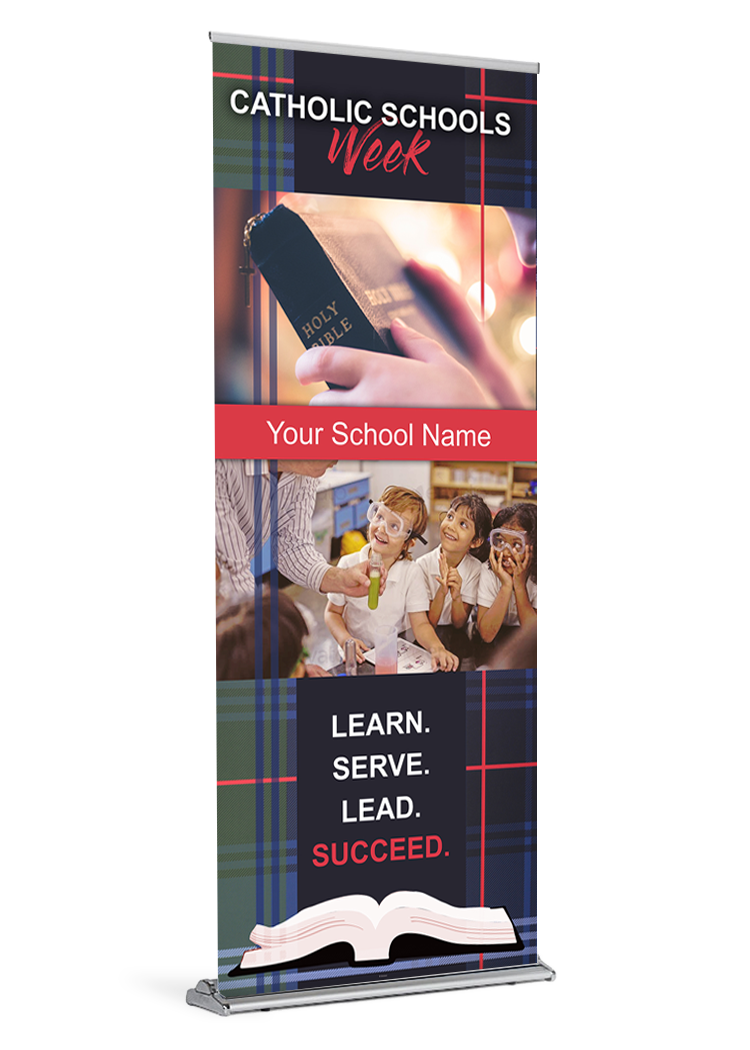 Catholic Schools Week Plaid BannerCustomizable – Diocesan