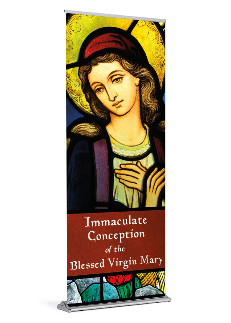 Stained Glass Immaculate Conception of the Blessed Virgin Mary Banner ...